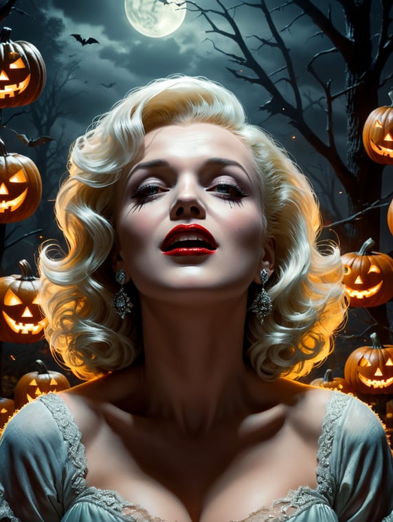 Premium Free ai Images | by george romero eerie halloween night marilyn ...