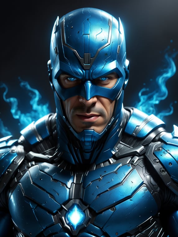 Premium Free ai Images | create radioactive glowing blue superhero man