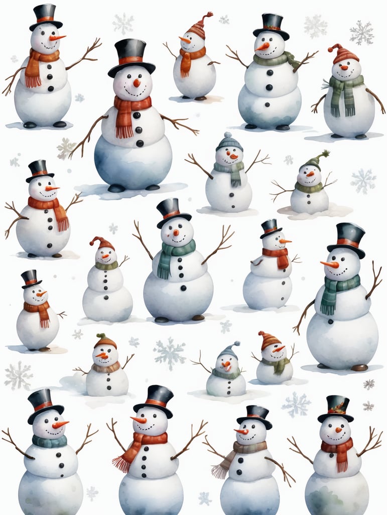 Premium Free ai Images | snowman different angles and expressions full ...