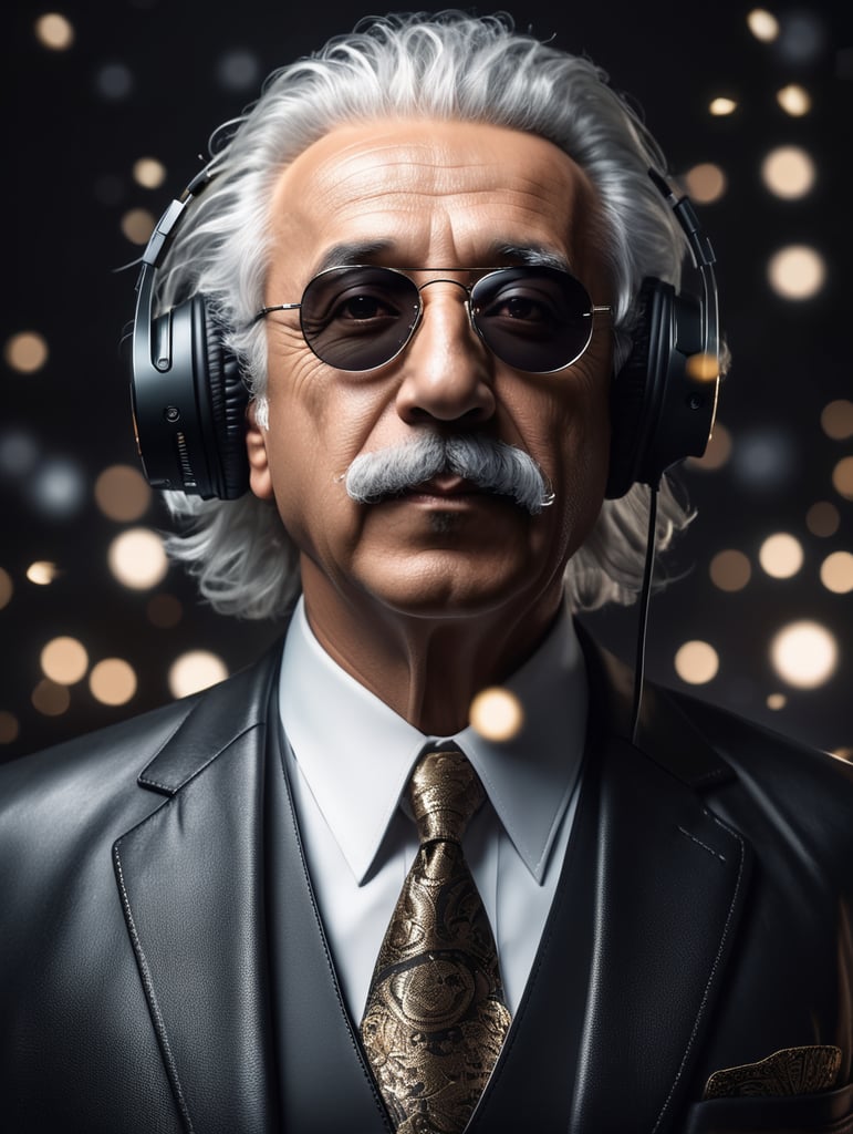 Premium Free ai Images | cinematic photo of albert einstein in dj style ...