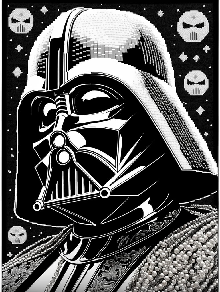 Premium Free ai Images | cross stitch pattern with darth vader in the ...