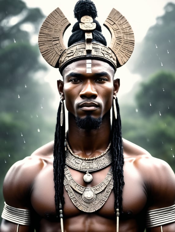 Premium Free ai Images | olorun male blessings the earth with rain from ...