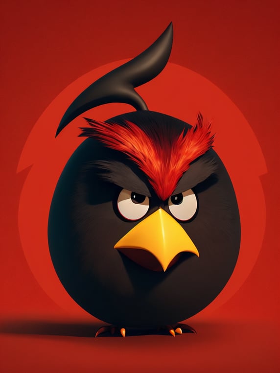 Premium Free ai Images | angry birds black round bird on red background ...
