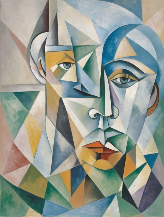 Premium Free ai Images | self portrait pf pablo picasso cubism