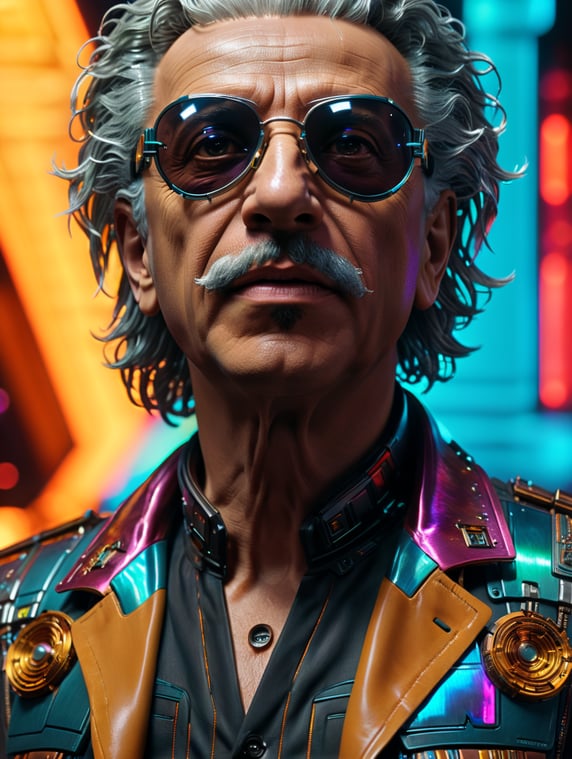 Premium Free ai Images | holographic cyberpunk albert einstein max ...