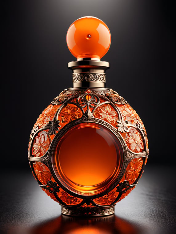 Premium Free ai Images | minimalist orange perfume bottle