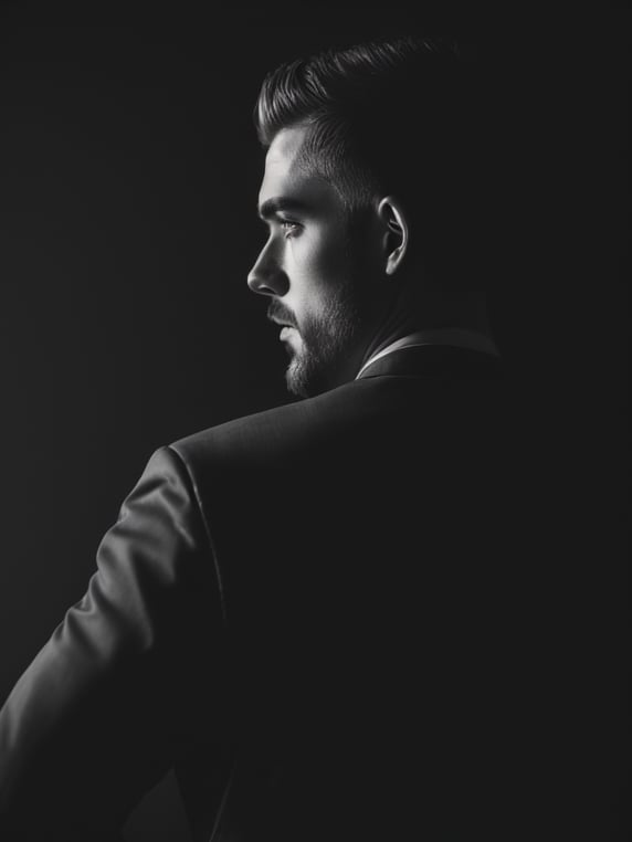 Premium Free ai Images | portrait of man from behind in backlight very ...