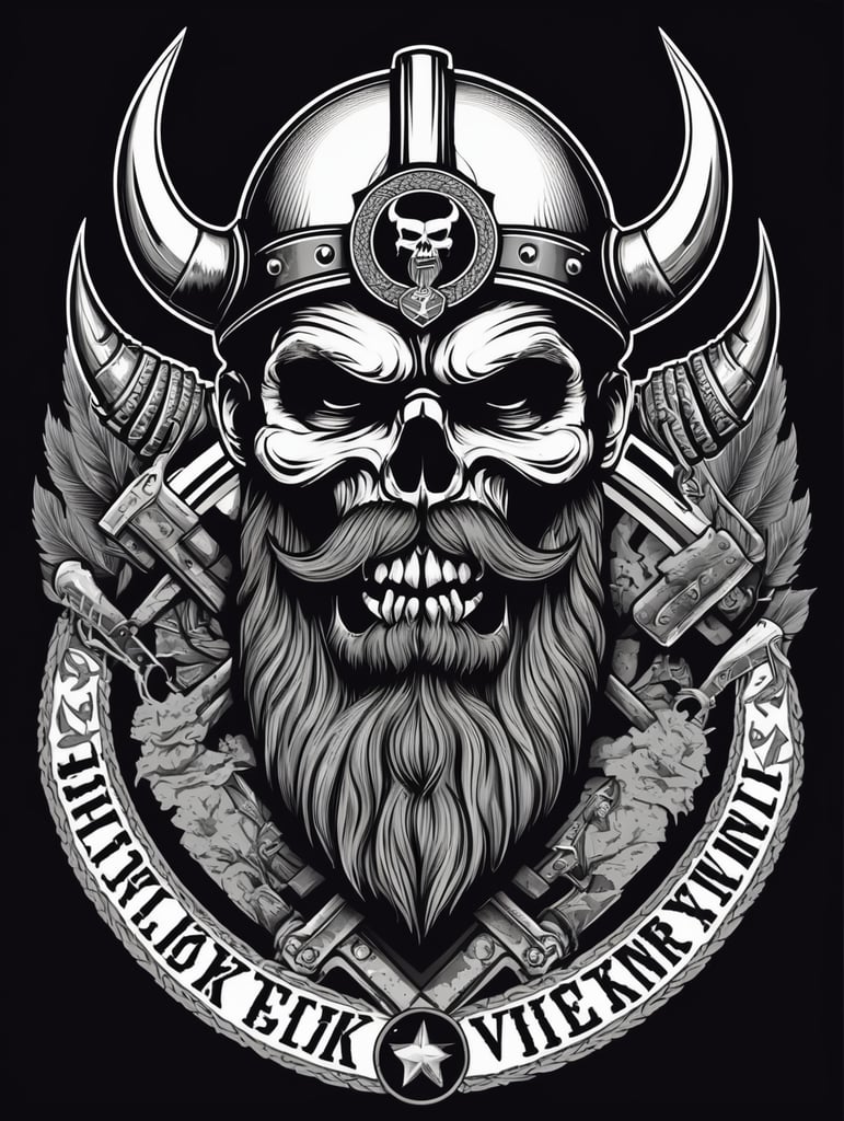Premium Free ai Images | aggressive viking with beard skull military ...