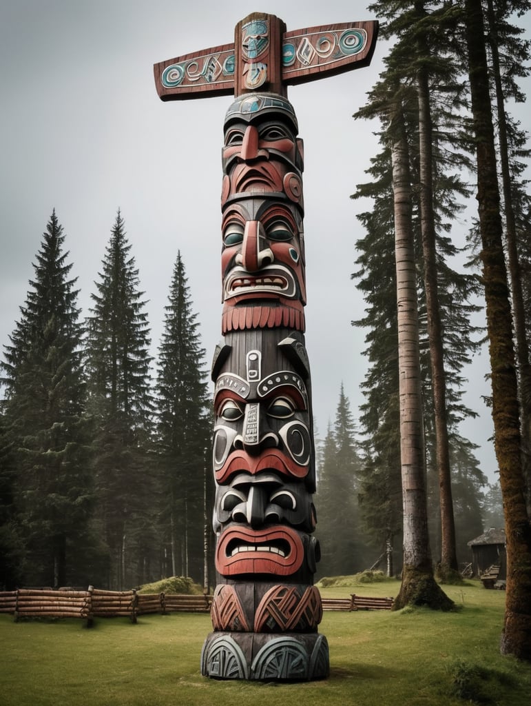 Premium Free ai Images | viking totem pole