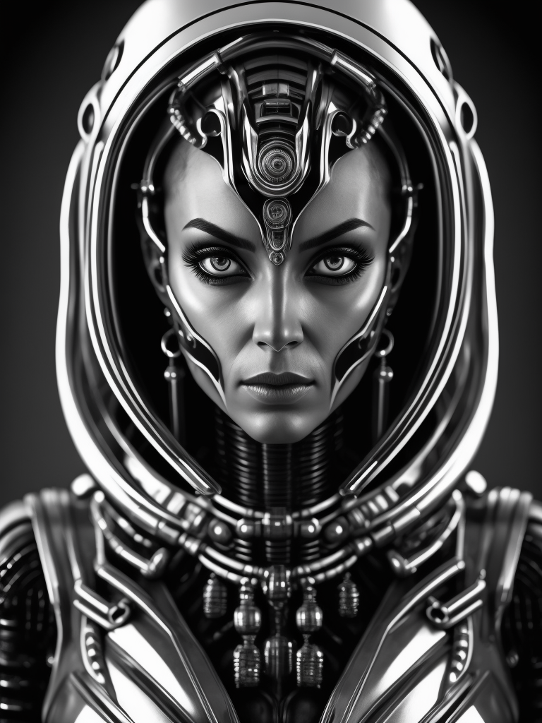 Lumenor AI Image Generation - female robot giger style black and white ...