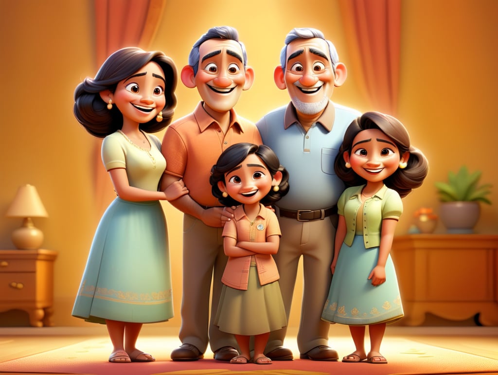 Premium Free ai Images | happy indian family standing for portrait ...