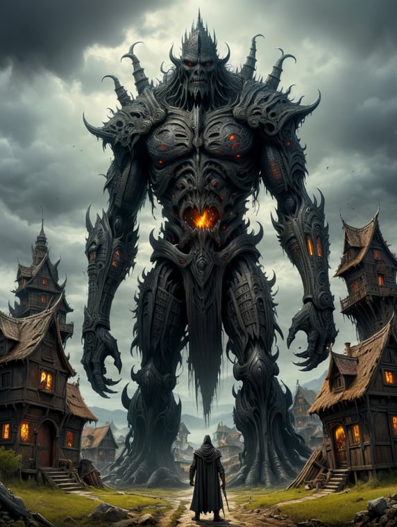 Premium Free ai Images | dark fantasy art poster style drawing huge ...
