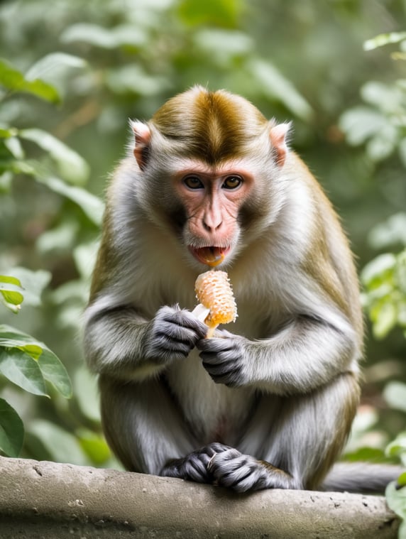 Premium Free ai Images | monkey eating bacteria