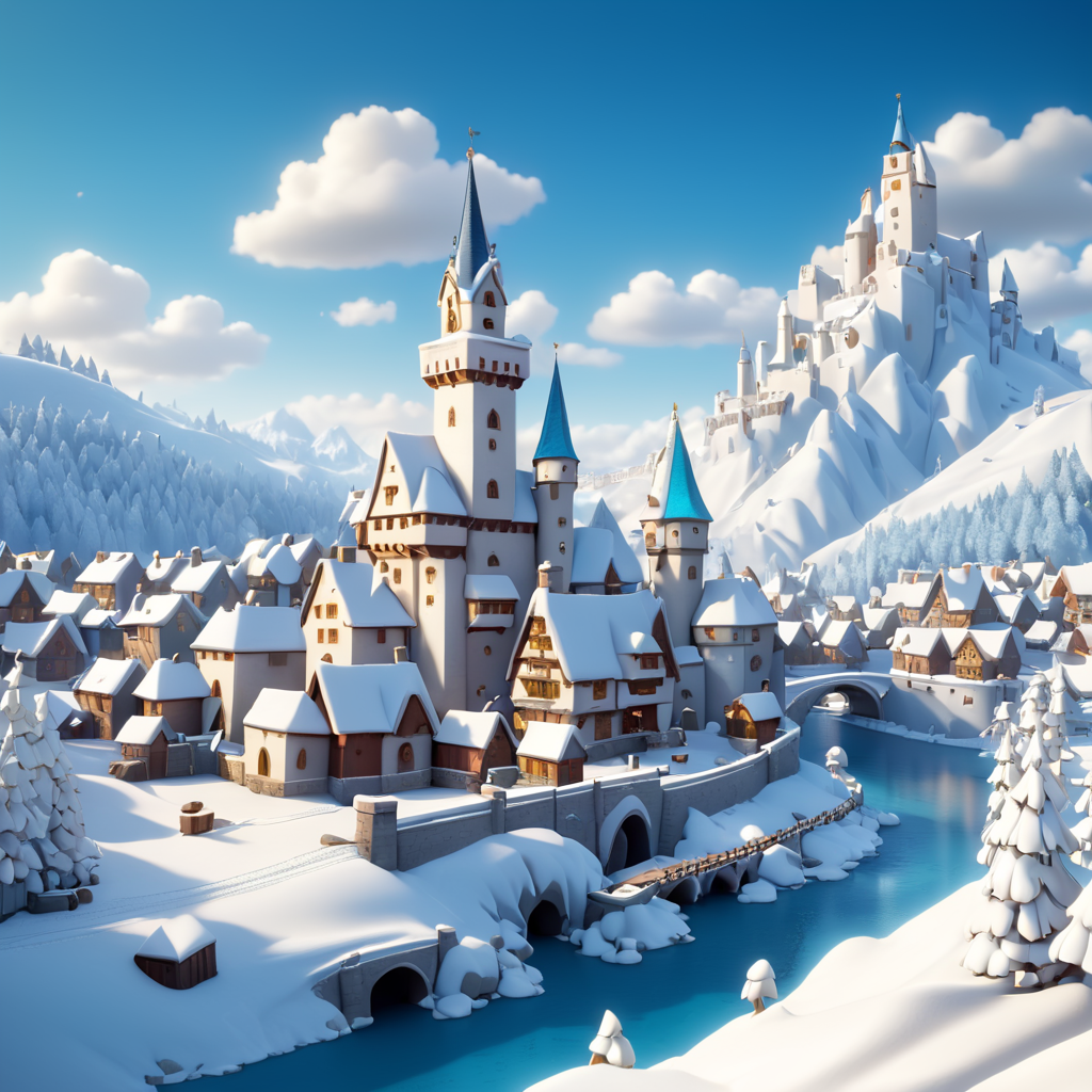 Premium Free ai Images | snowy winter medieval fantasy city