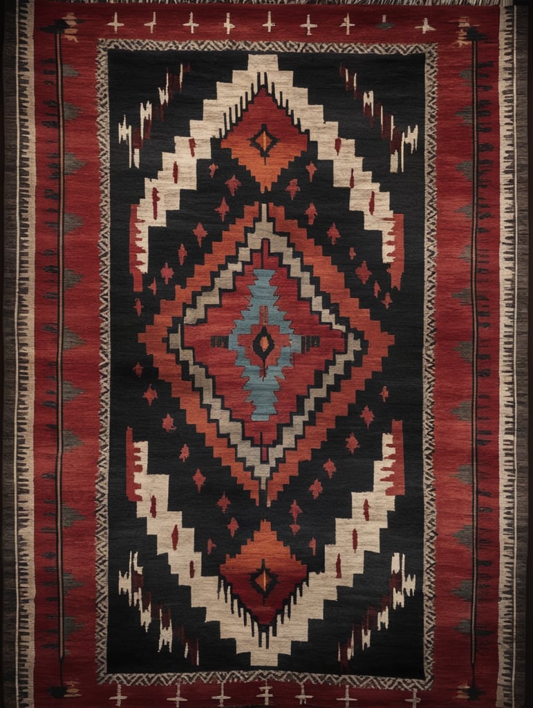Premium Free ai Images | texture old western native american rug dark ...