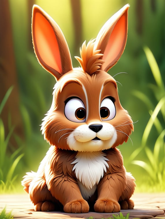 Premium Free ai Images | brown fluffy rabbit cartoon comic style