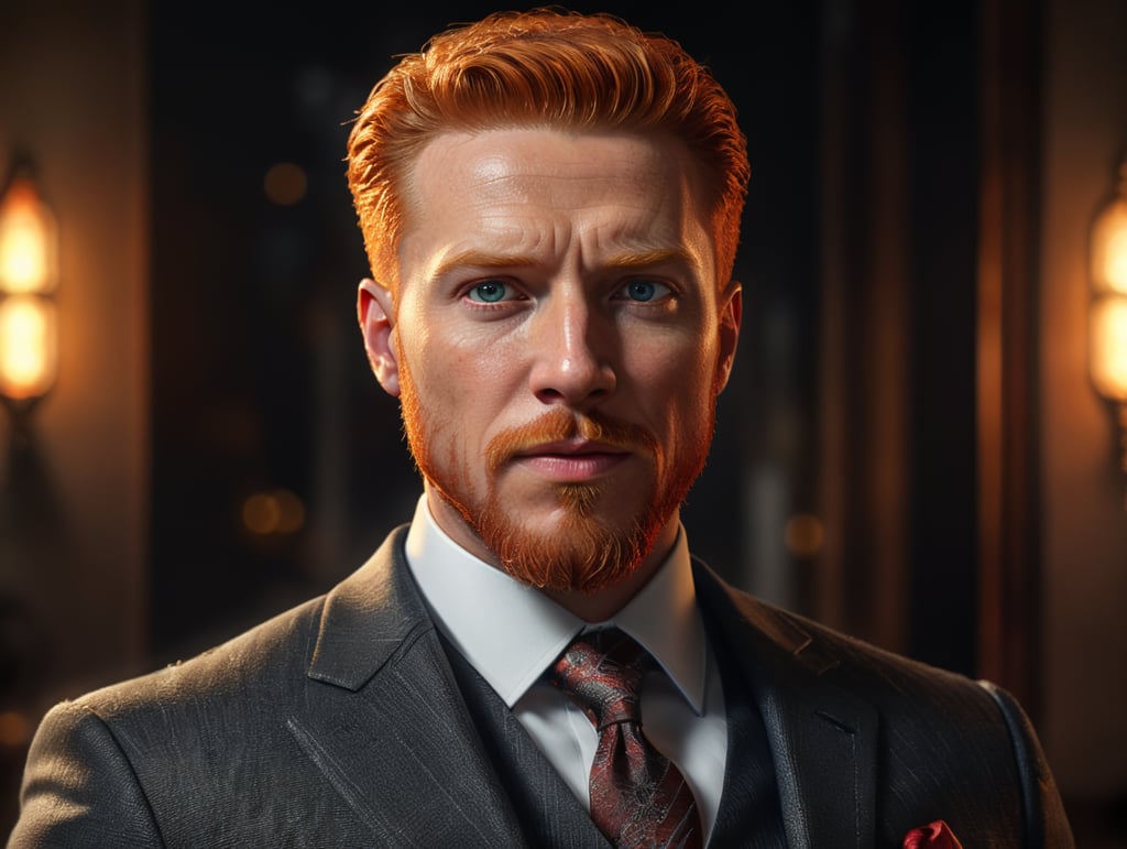 Premium Free ai Images | ginger man in suit with goatee his eyes are ...