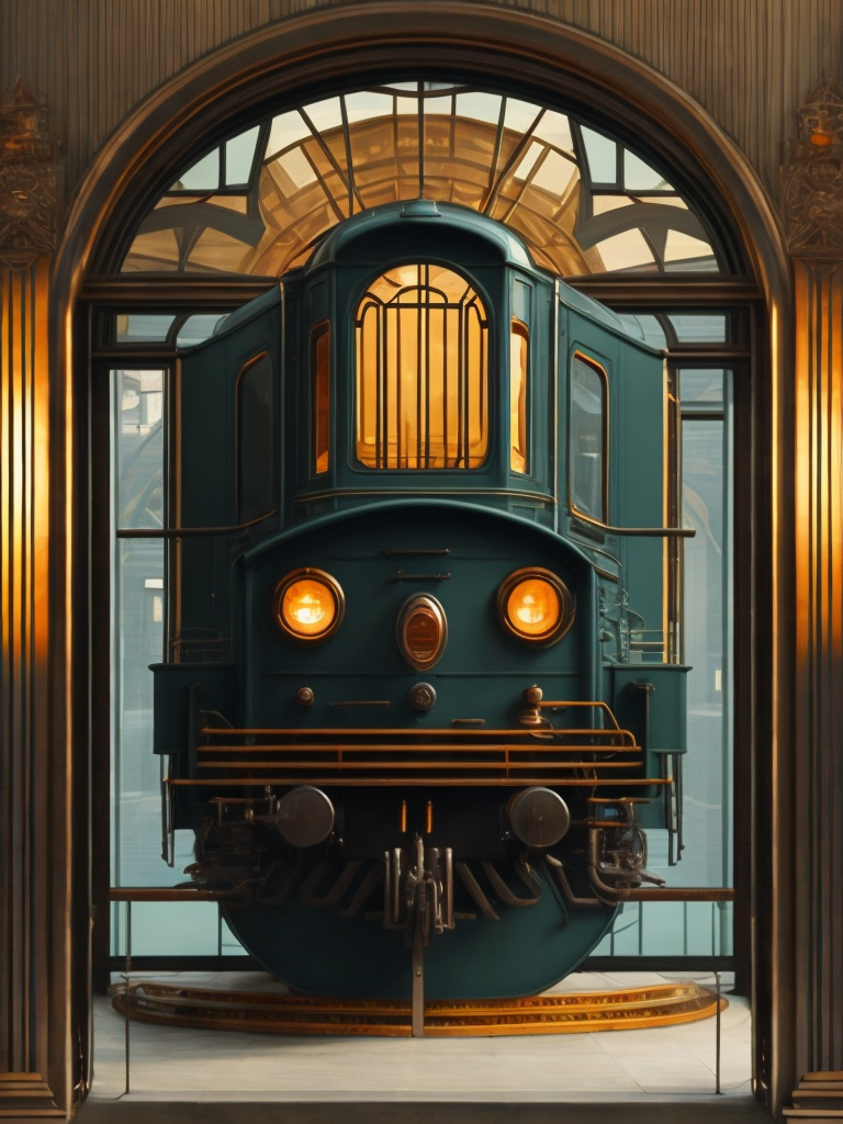 Lumenor AI Image Generation - train locomotive on wheels art deco art ...