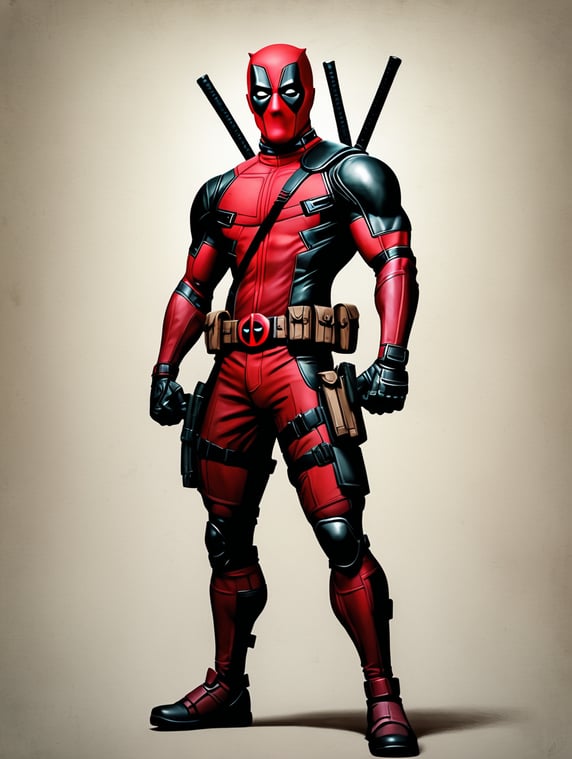 Premium Free ai Images | deadpool arms folded full body