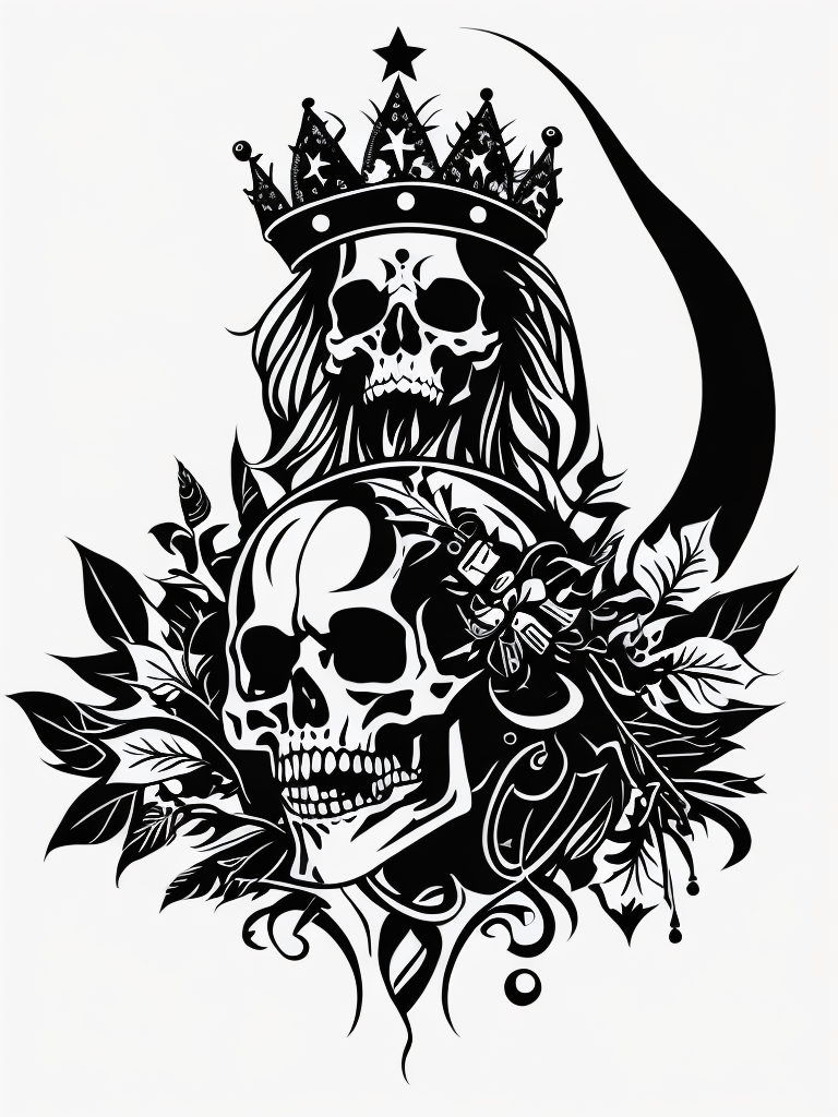 Lumenor AI Image Generation - vector art of queen skeleton tattoo