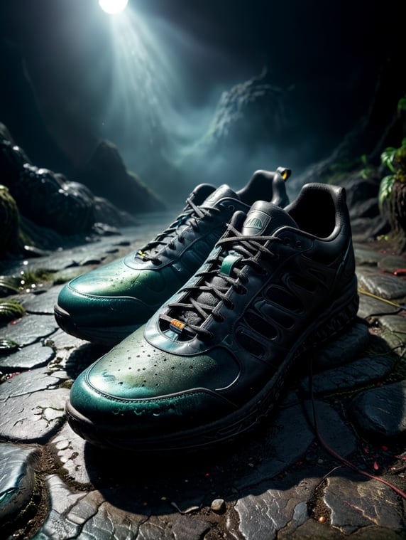 Premium Free ai Images | realistic photo of shoes make from dark slime ...