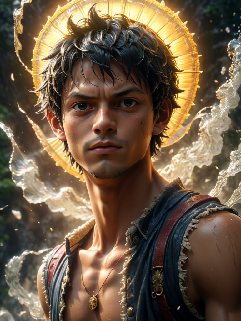 Premium Free ai Images | one piece luffy young with morning light