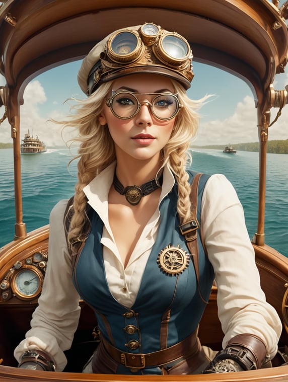 Premium Free ai Images | photograph of steampunk woman with glasses ...