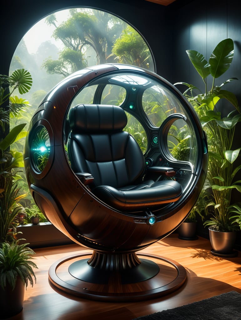 Premium Free ai Images | futuristic sci fi pod chair flat design ...