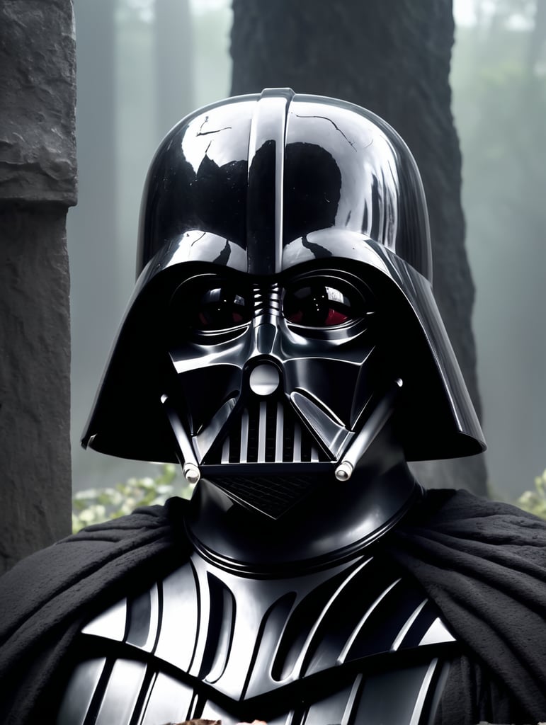 Premium Free ai Images | darth vader with half his mask in his face ...