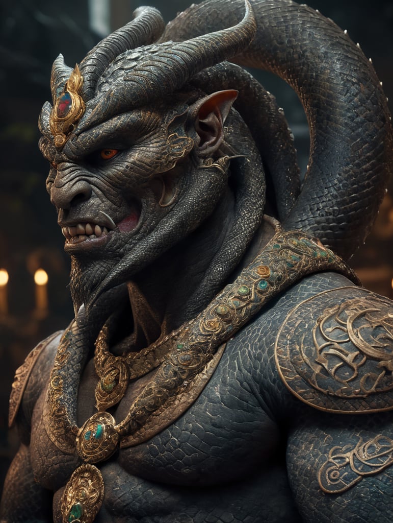 Premium Free ai Images | fijian snake god with tattoos