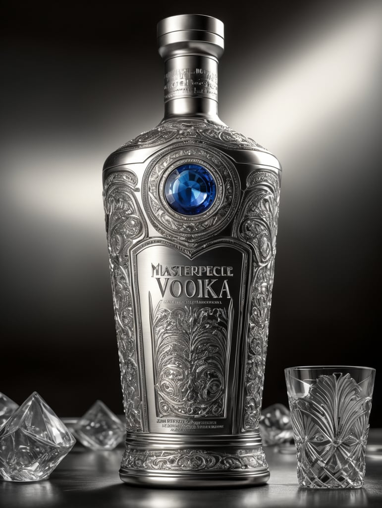 Premium Free ai Images | silver metal vodka whole bottle on white