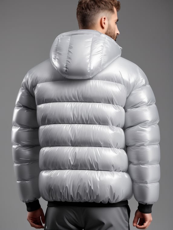 Premium Free ai Images | inflatable white minimalist mans puffer jacket ...