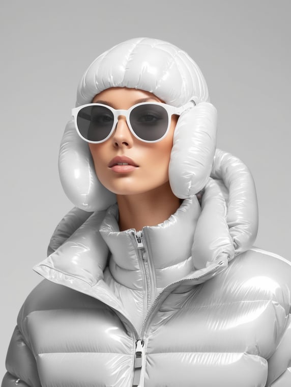 Premium Free ai Images | inflatable white minimalist womens puffer ...