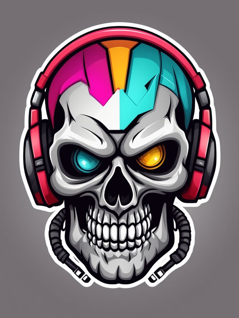Premium Free ai Images | skull gamers mascot logo gaming bright colors ...
