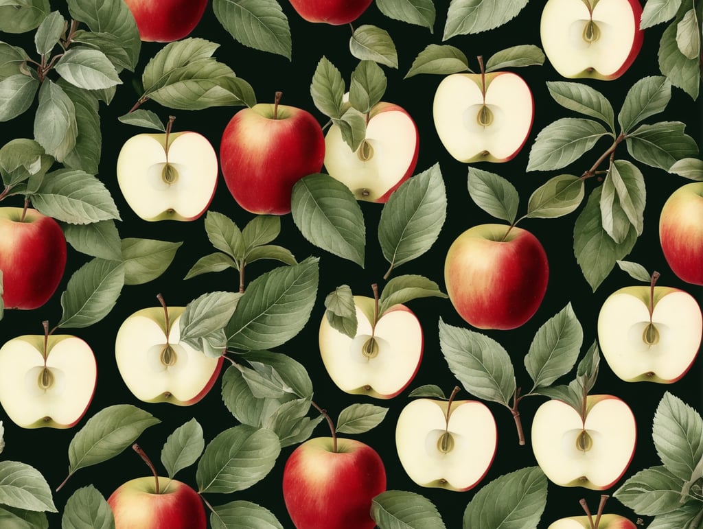 Premium Free ai Images | botanical print apples with leaves