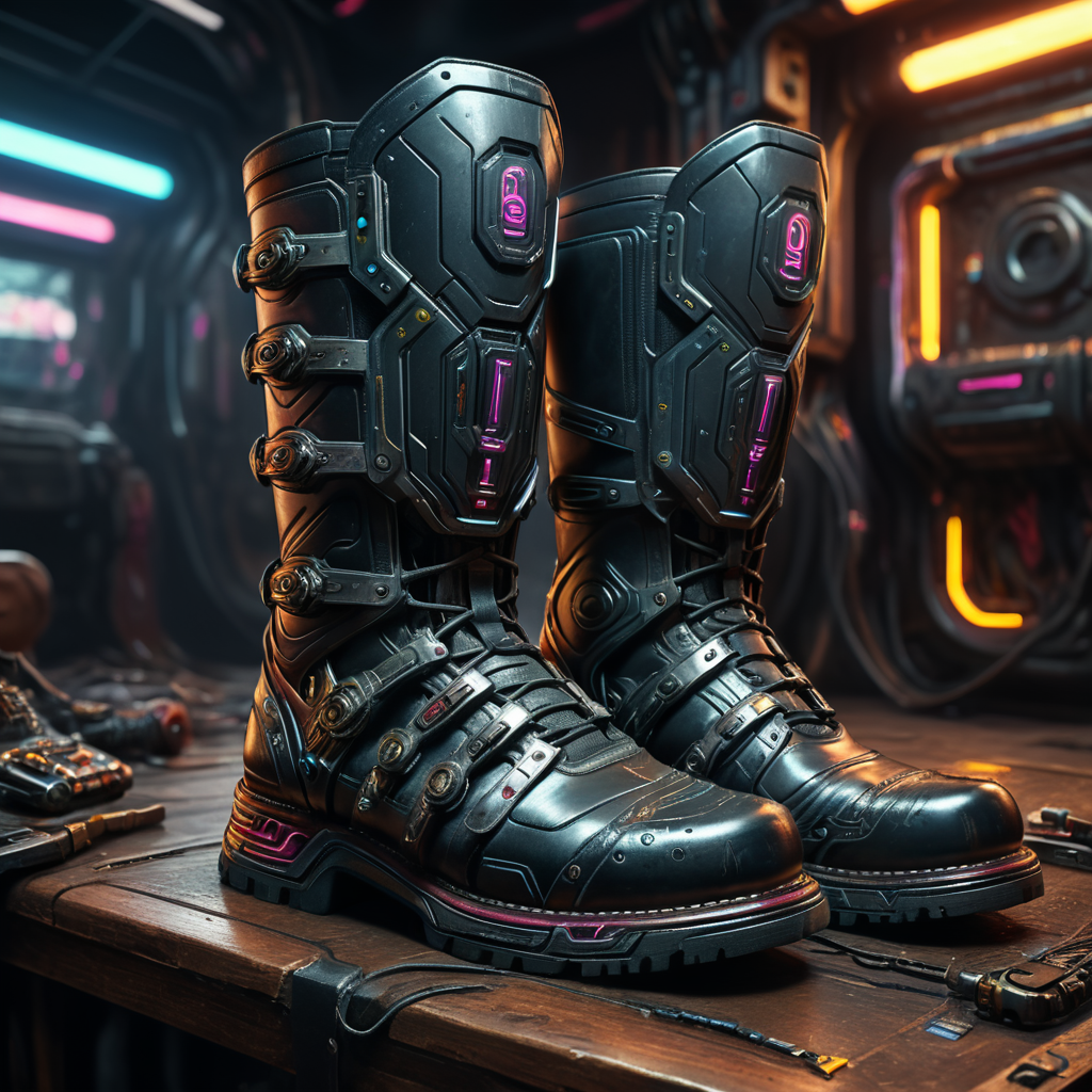 Premium Free ai Images | cyberpunk magnetic boots