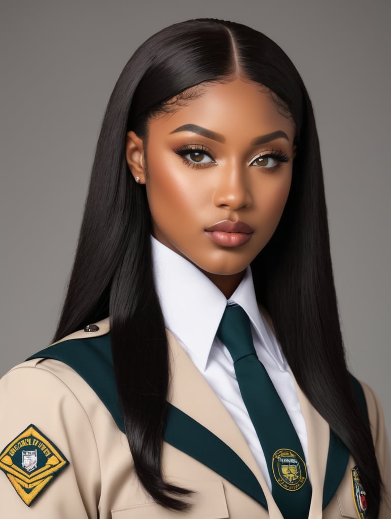 Premium Free ai Images | dark haired megan thee stallion school student ...
