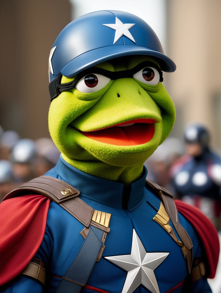 Premium Free ai Images | kermit the frog in captain america outfit