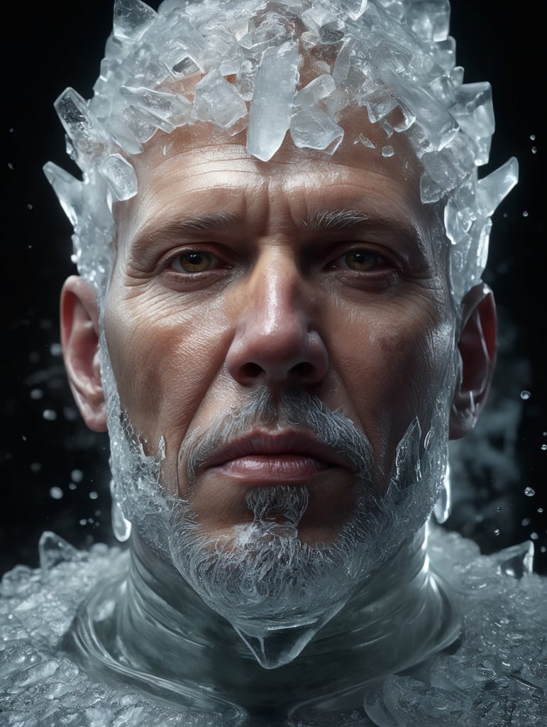 Premium Free ai Images | portrait of translucent man made from the ice ...