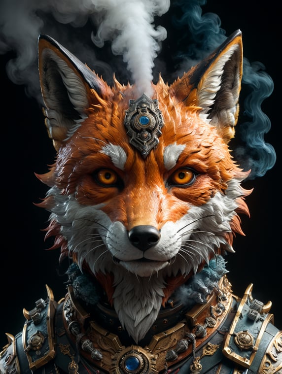 Premium Free ai Images | fox head smoke cyber