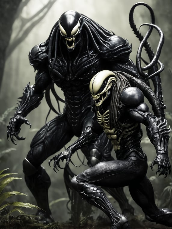 Premium Free ai Images | alien vs predator symbiote version