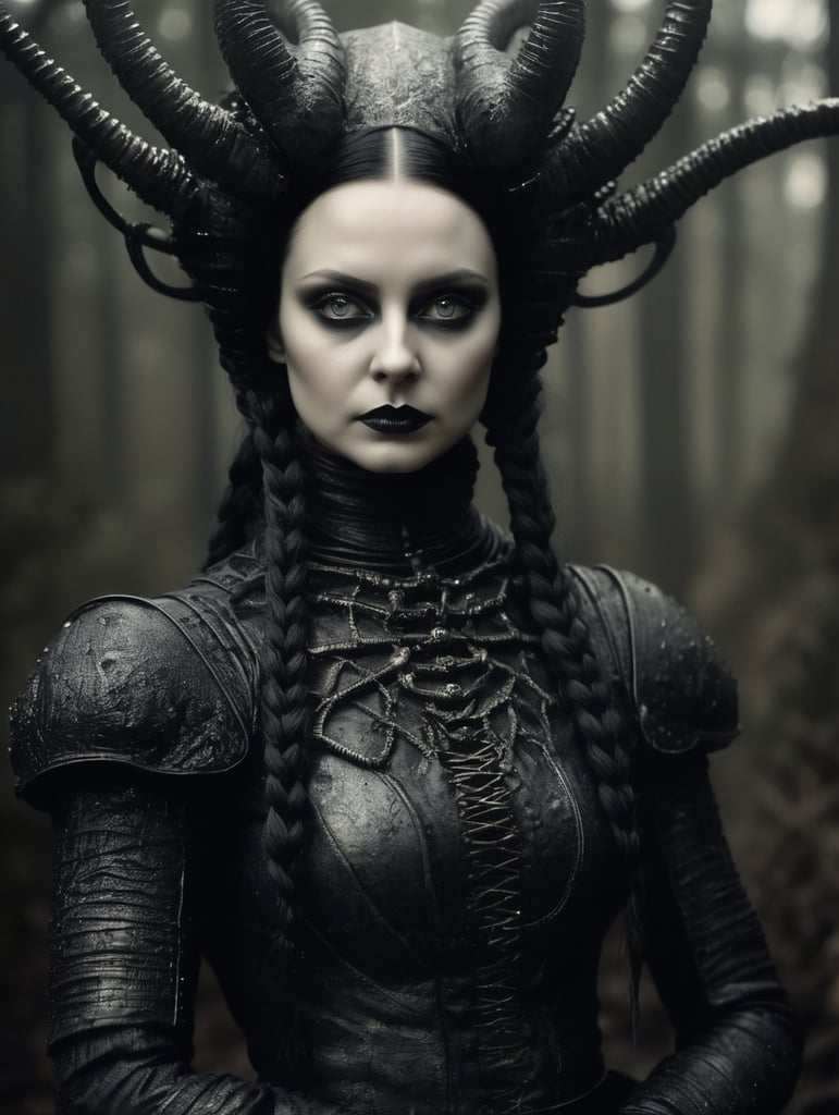 Premium Free ai Images | hyper realistic wednesday adams wet plate ...