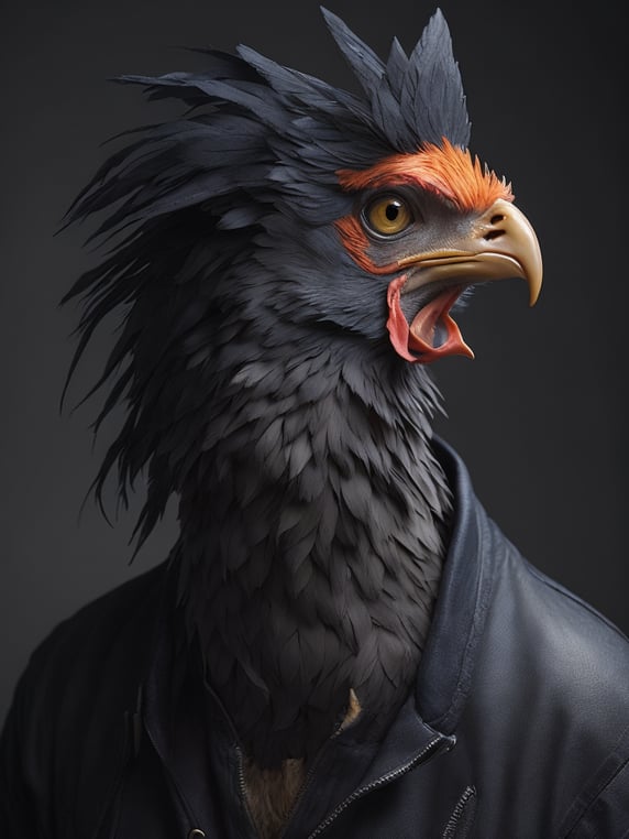 Premium Free ai Images | chicken headed human mugshot hyper realistic