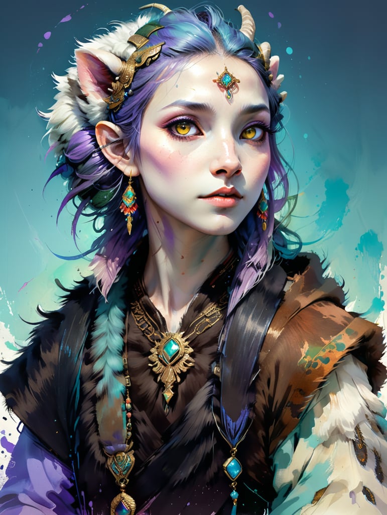 Premium Free ai Images | dnd light purple or blue skin animal features ...