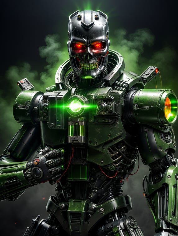 Premium Free ai Images | terminator with faceless cybog head holding ...