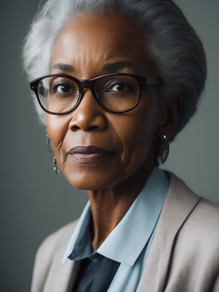 Premium Free ai Images | elderly woman black skin gray hair glasses ...