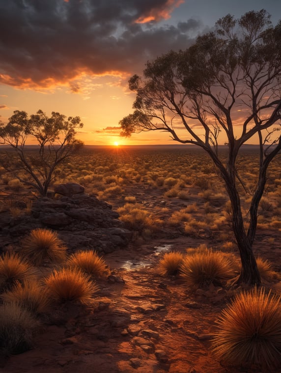 Premium Free ai Images | australian outback sunset