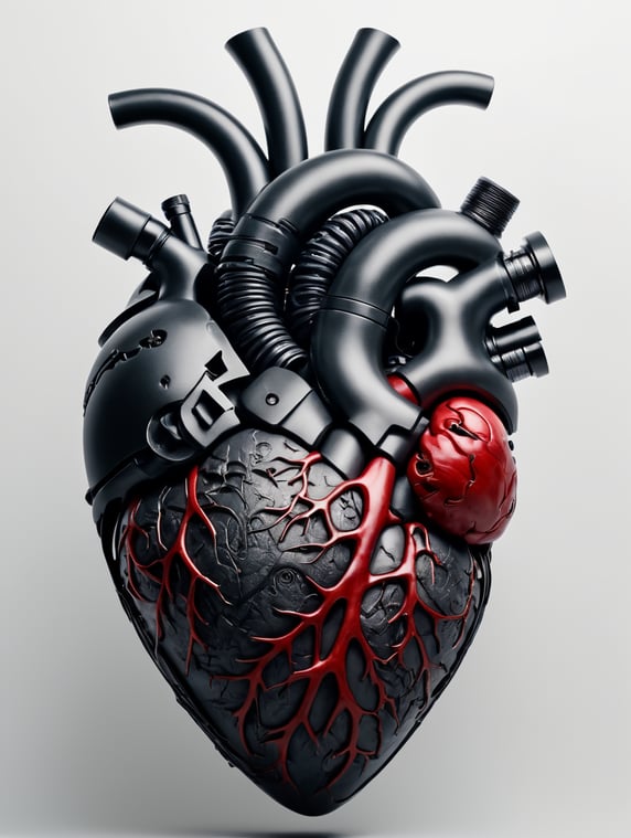 Premium Free ai Images | cyberpunk anatomical heart model white background