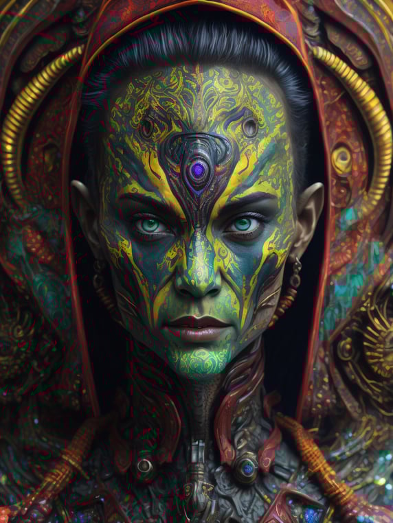 Premium Free ai Images | portrait of an alien batik intricate details ...