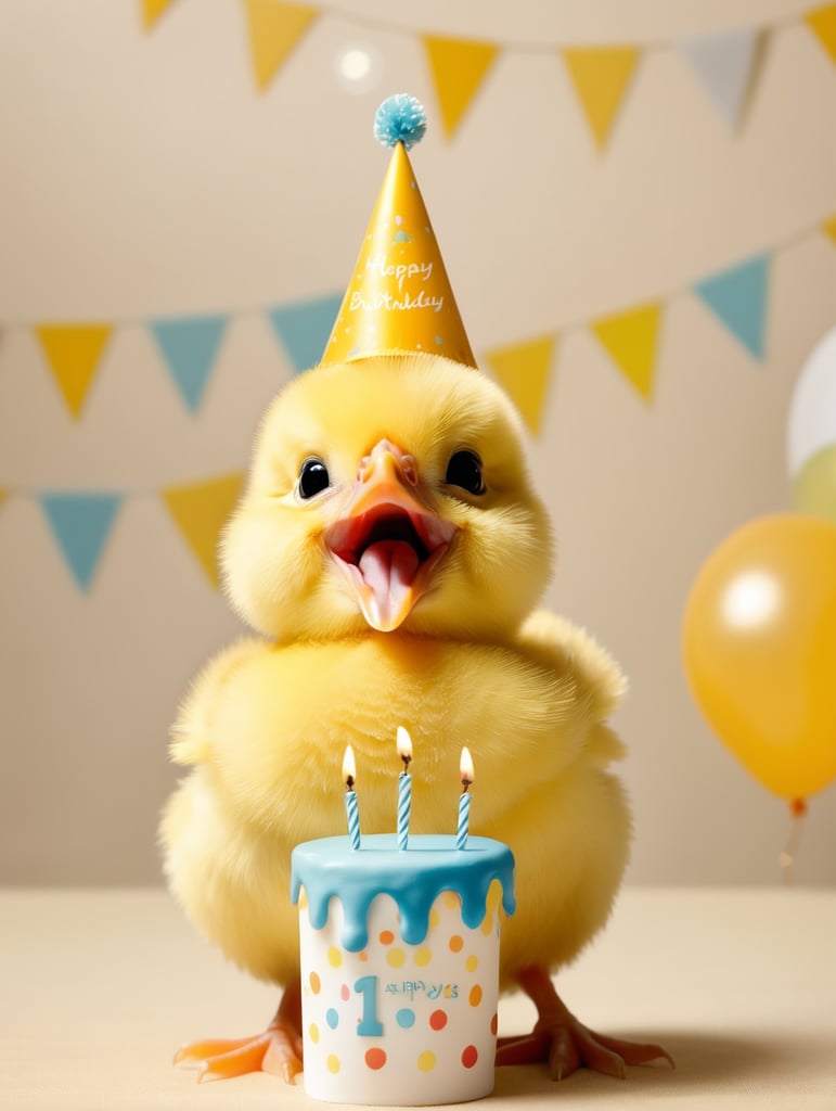 Premium Free ai Images | portrait of yellow baby chick singing happy ...